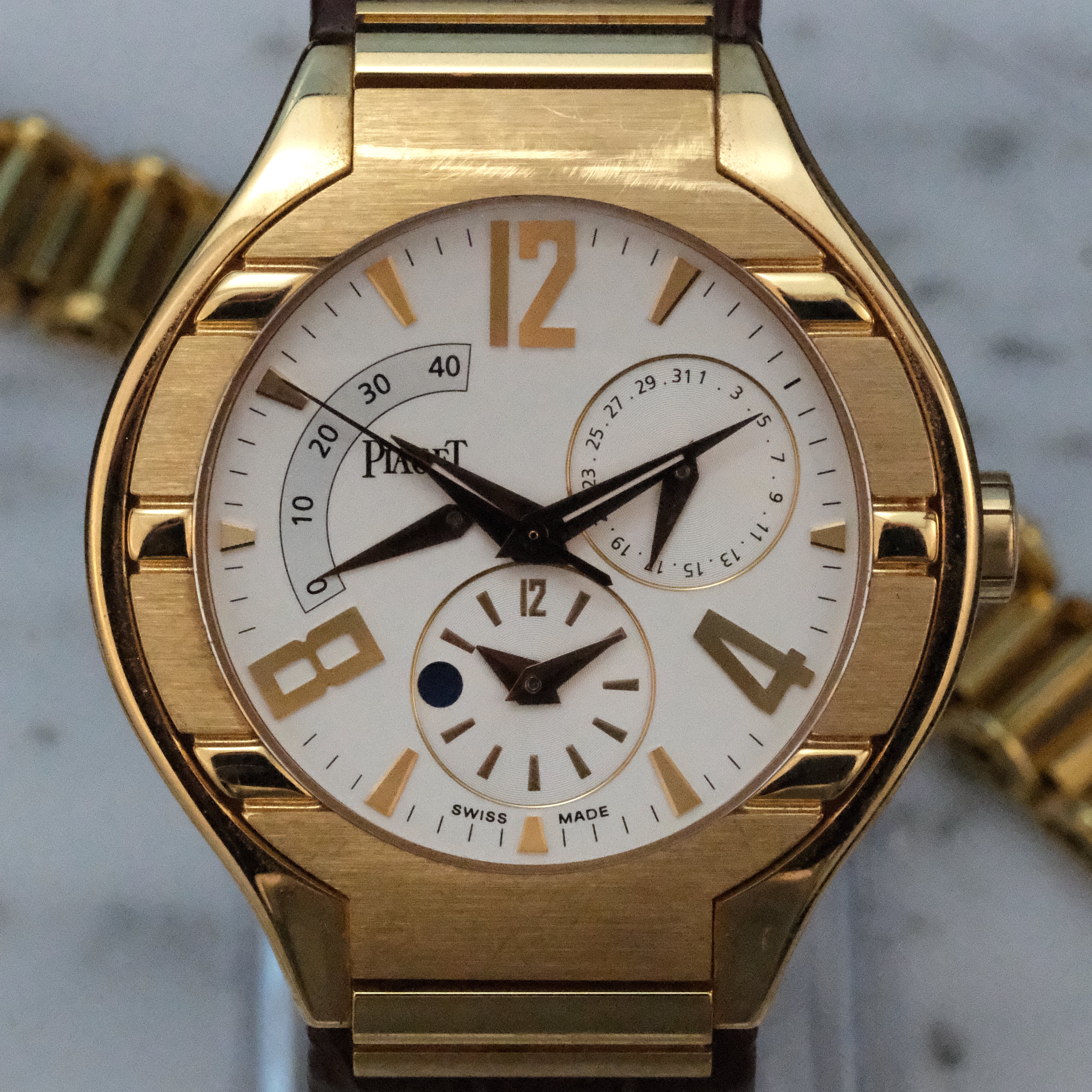 Circa 2005 Piaget Polo GMT G0A30028 Rose Gold 40mm with box and bookle ...